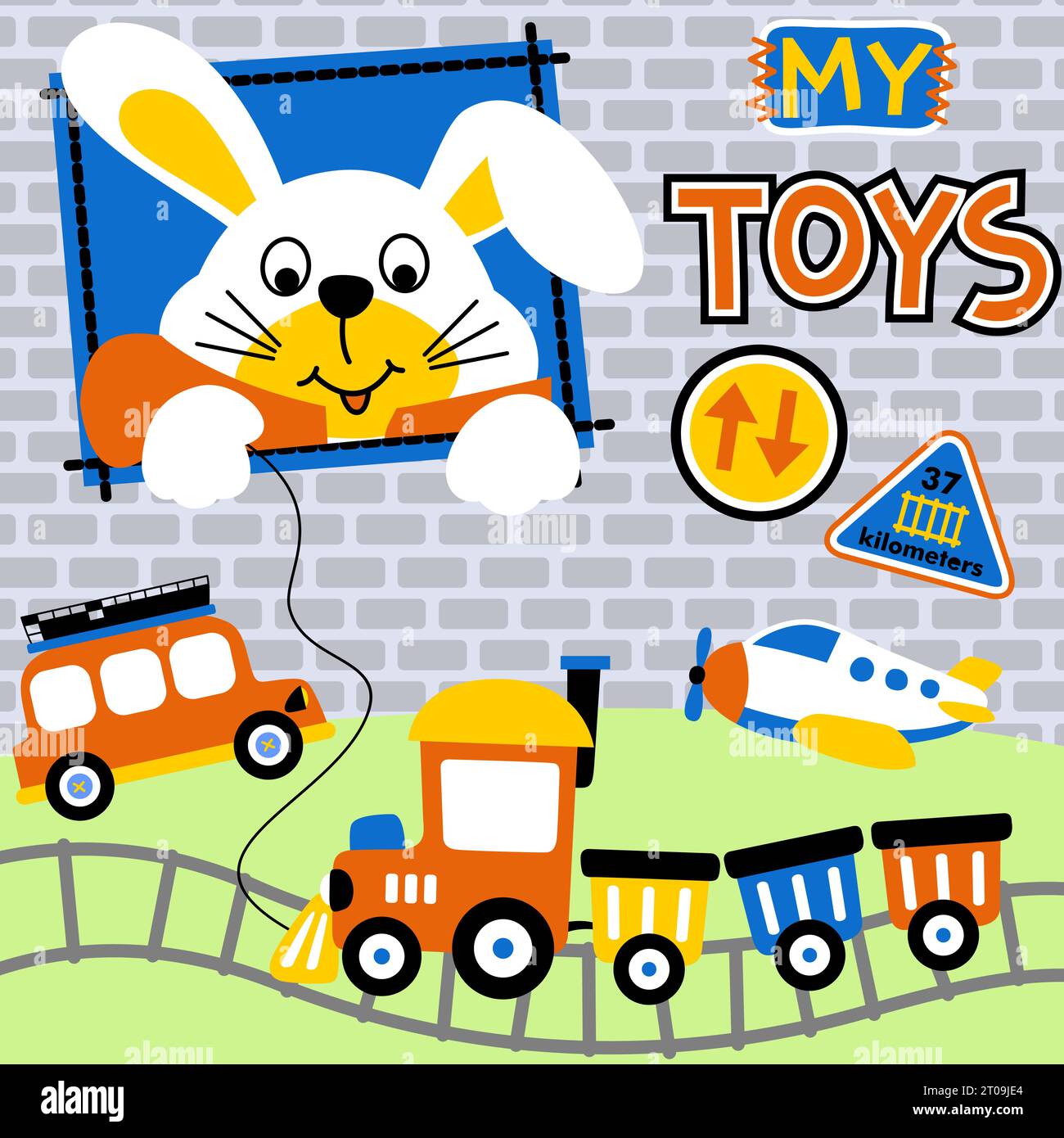 Comic illustration cartoon railway locomotive hi-res stock photography ...