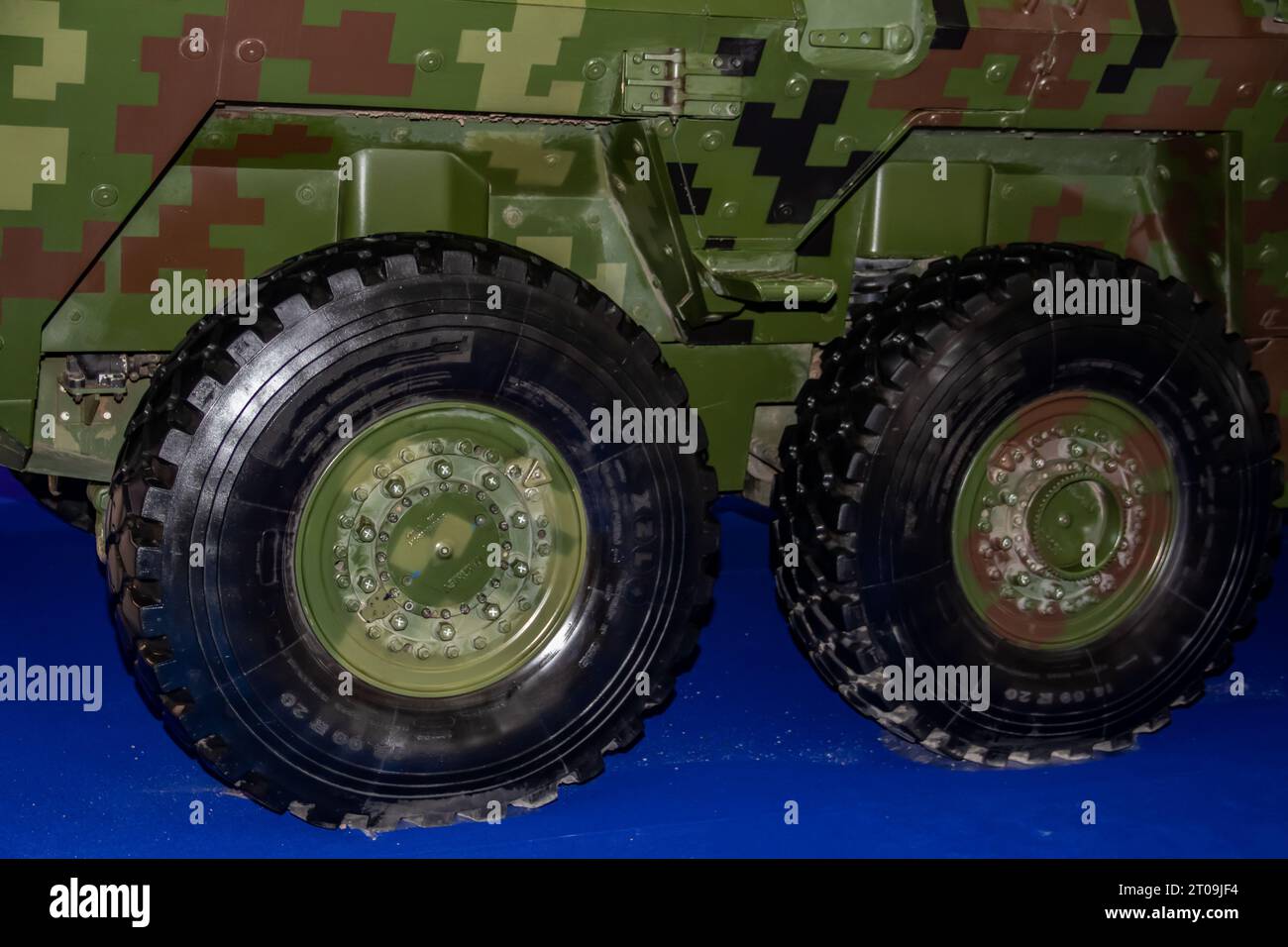 Armored combat vehicle painted in camouflage colors, armed with lethal ...