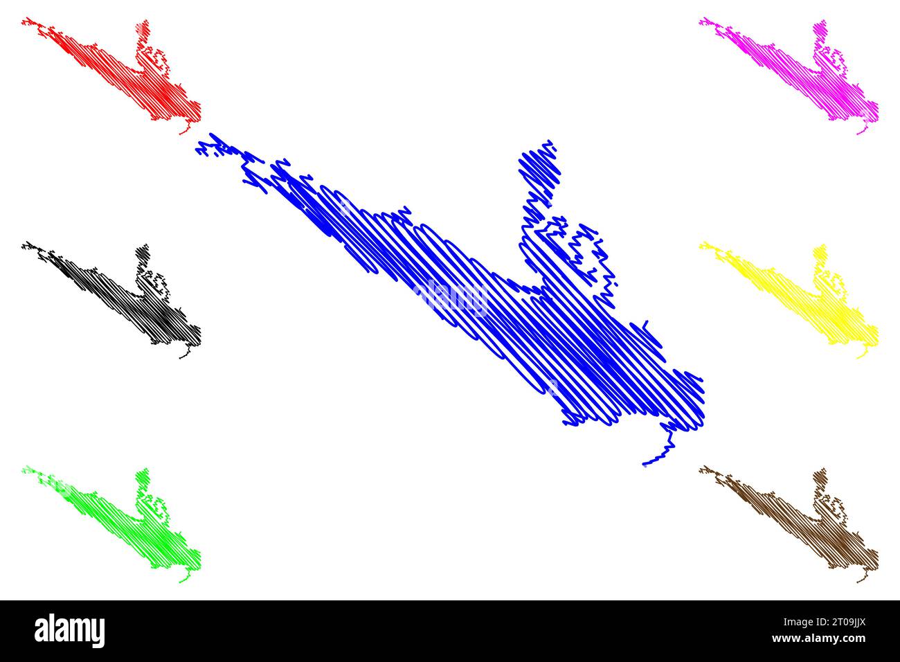 Kremenchuk Reservoir (Ukraine, Dnieper River) map vector illustration ...