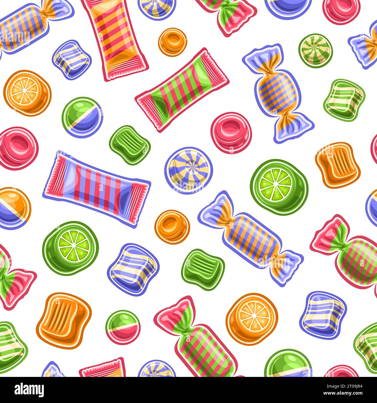 Vector Candy Seamless Pattern, square repeat background with cut out ...