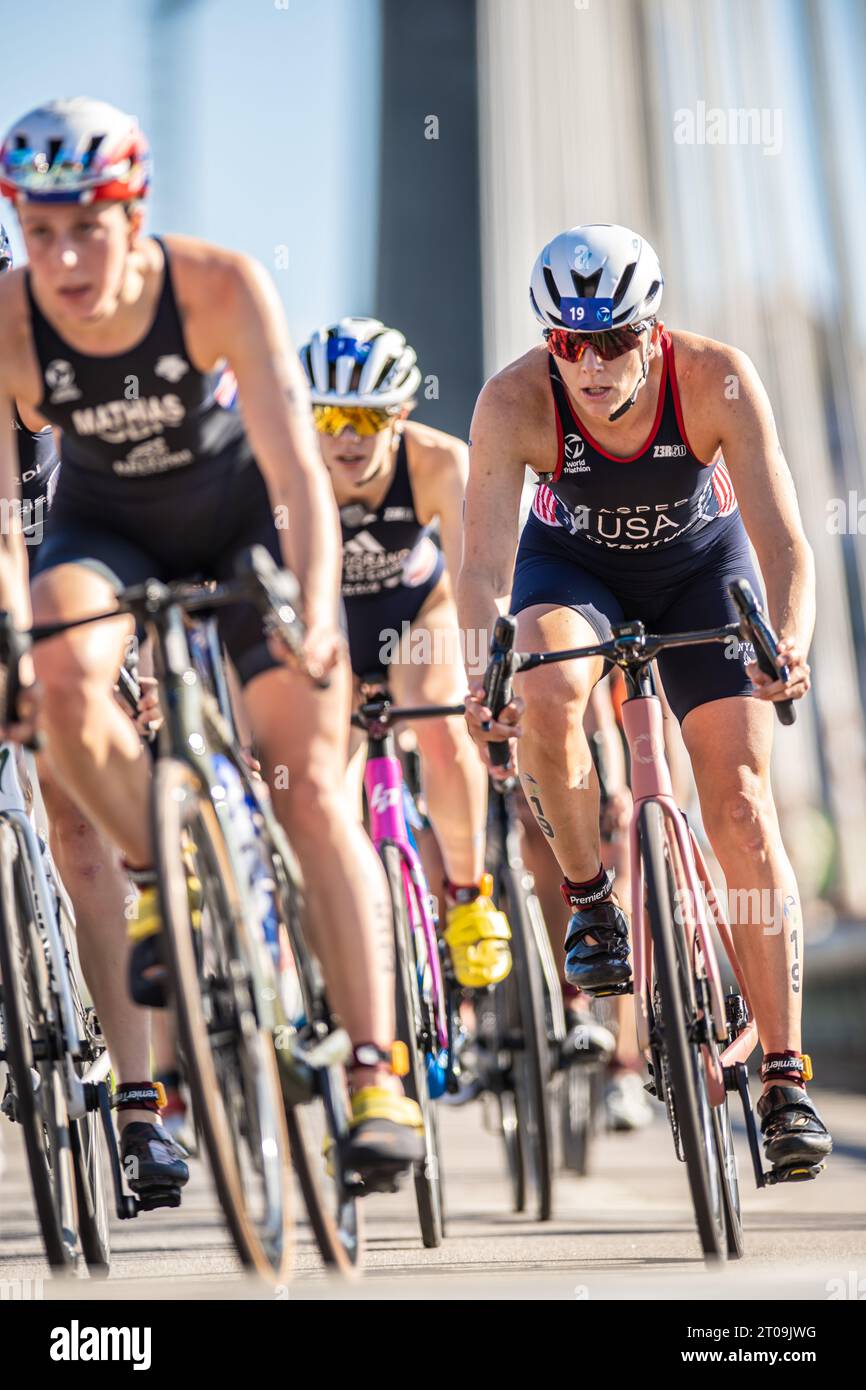 Summer Rappaport participating cycling in Pontevedra in the 2023 World ...