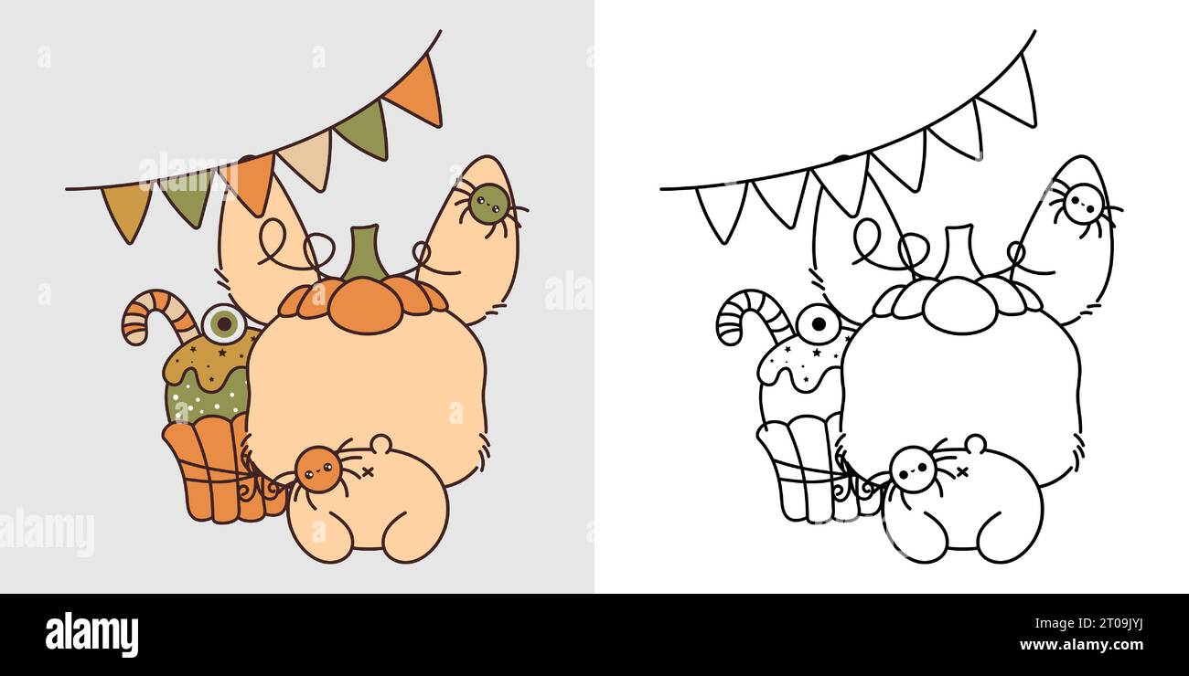 Cute Halloween Rabbit Clipart for Coloring Page and Illustration. Happy ...