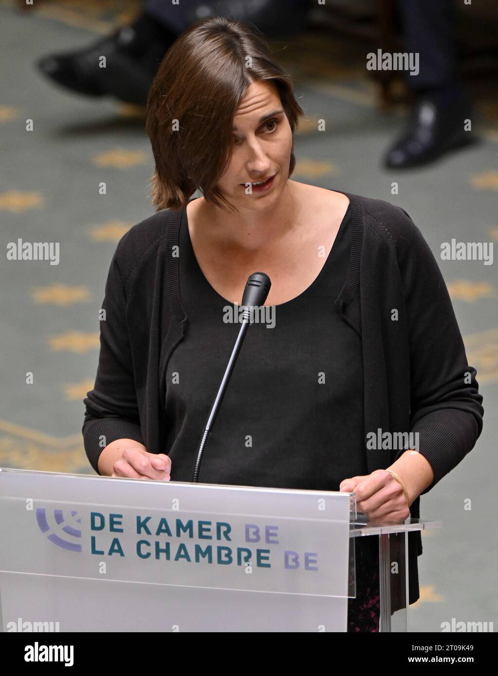Brussels, Belgium. 05th Oct, 2023. N-VA's Mieke Claes pictured during a ...