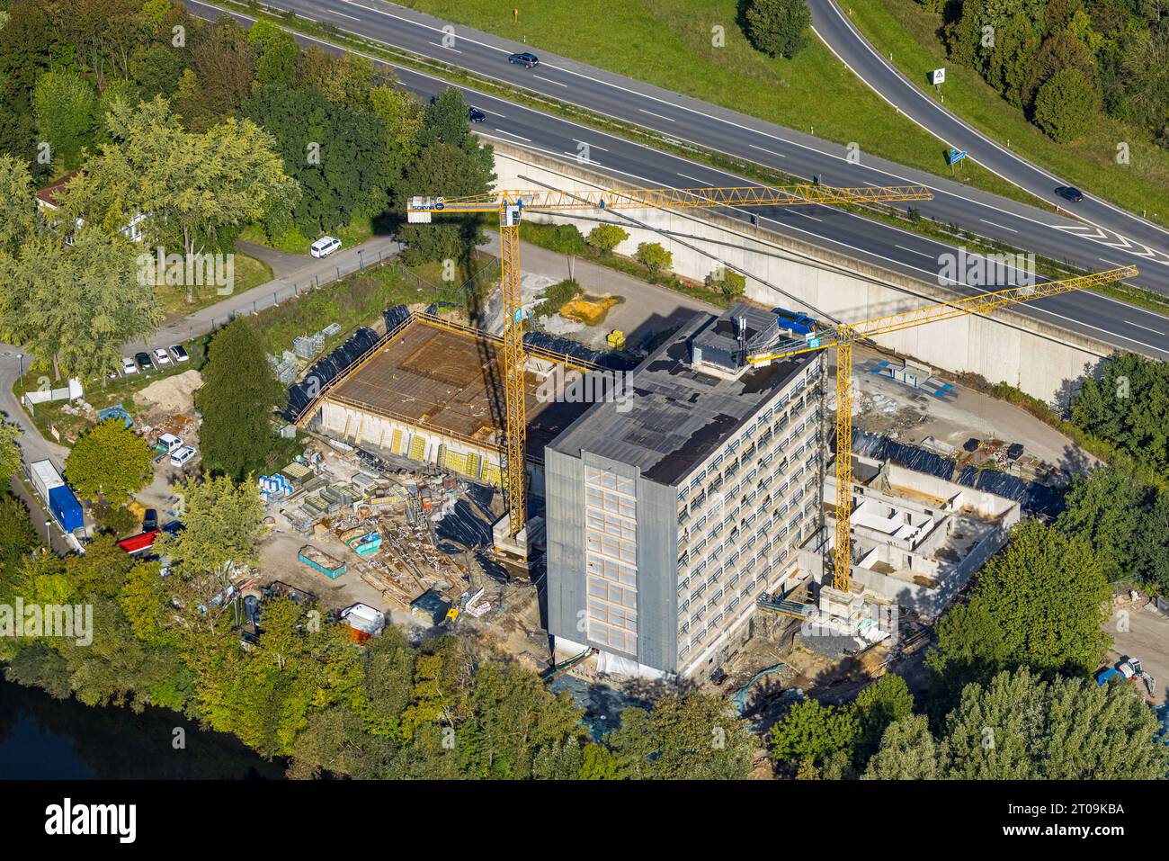 Luftbild, Rathaus Abrissarbeiten und Sanierung Neues Bürgerzentrum, an ... Luftbild, Rathaus Abrissarbeiten und Sanierung Neues Bürgerzentrum, an ...