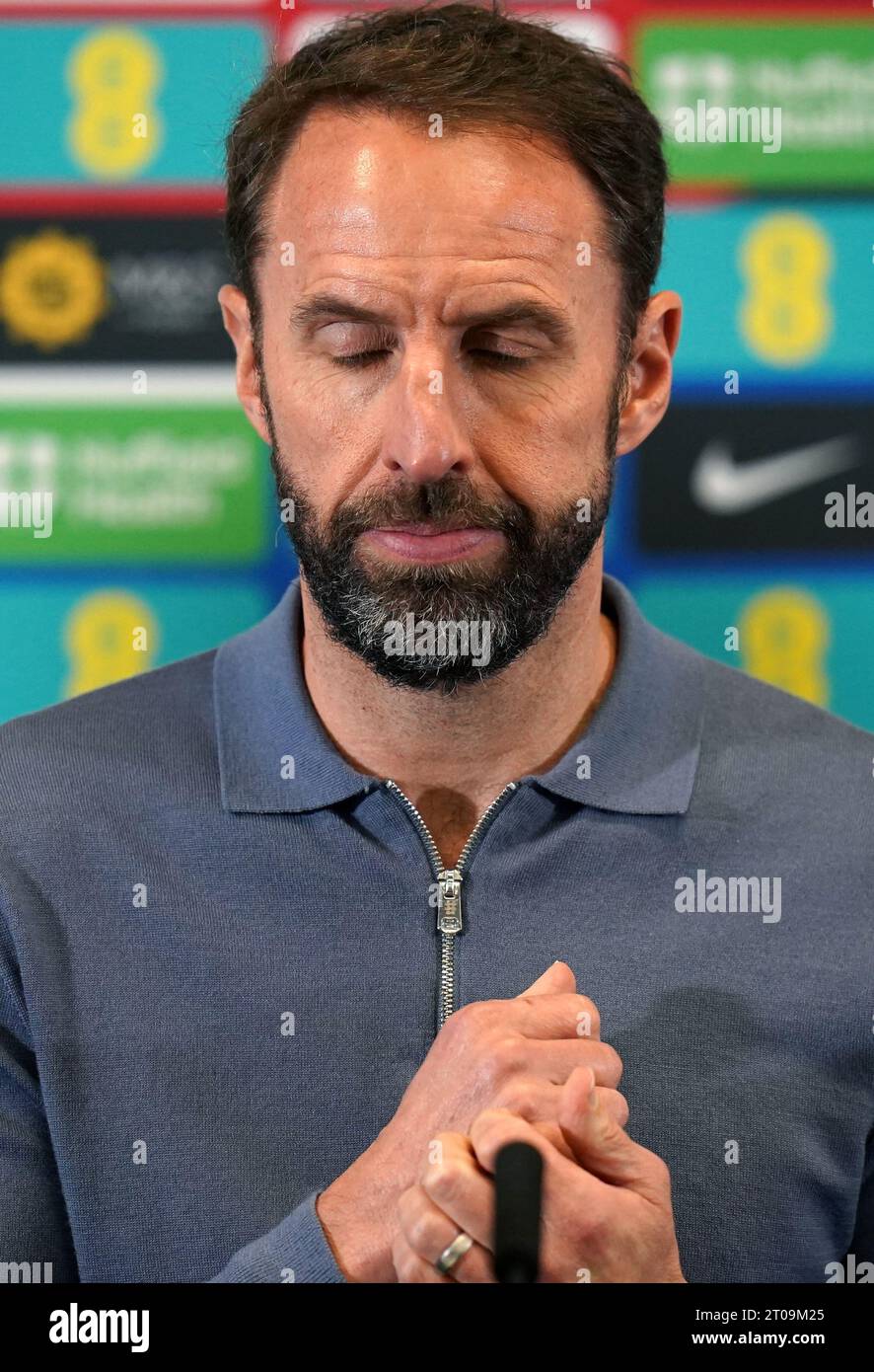 England manager Gareth Southgate arrives for a press conference at St ...