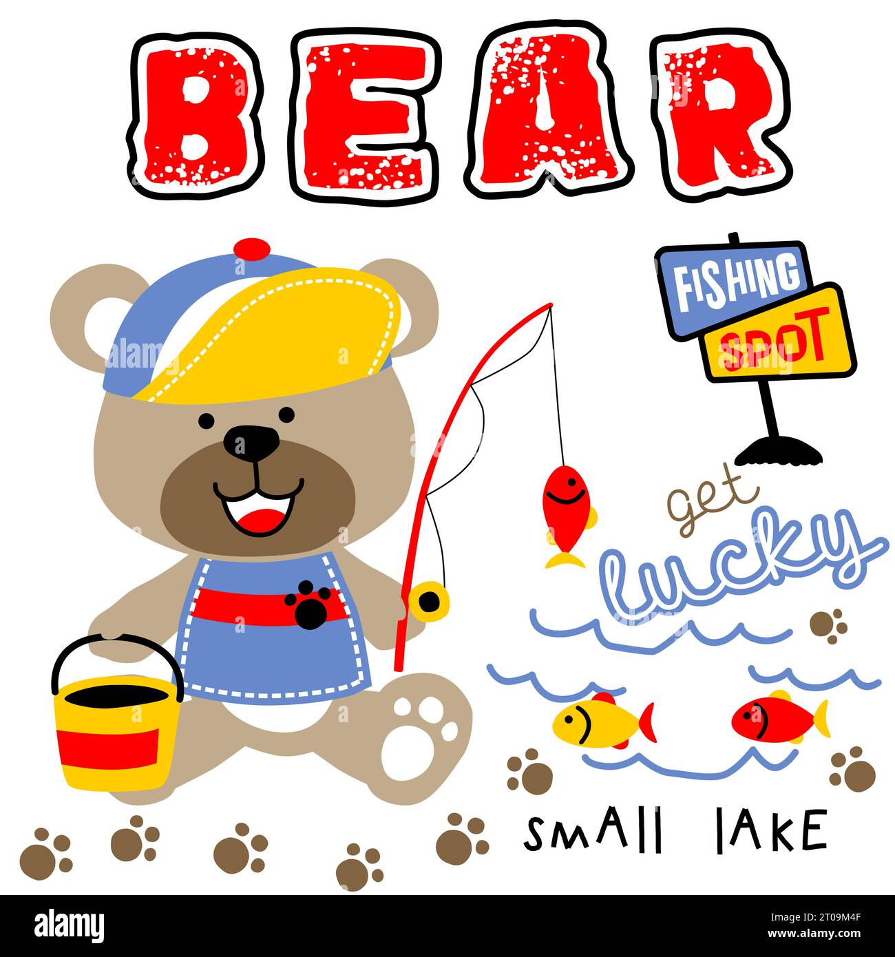 Teddy bear fishing, vector cartoon illustration Stock Vector Image ...