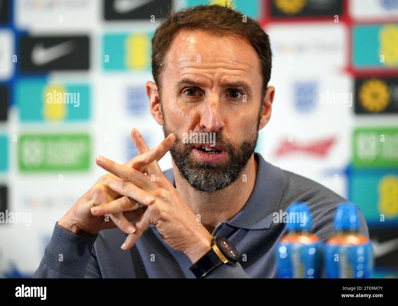 England manager Gareth Southgate arrives for a press conference at St ...