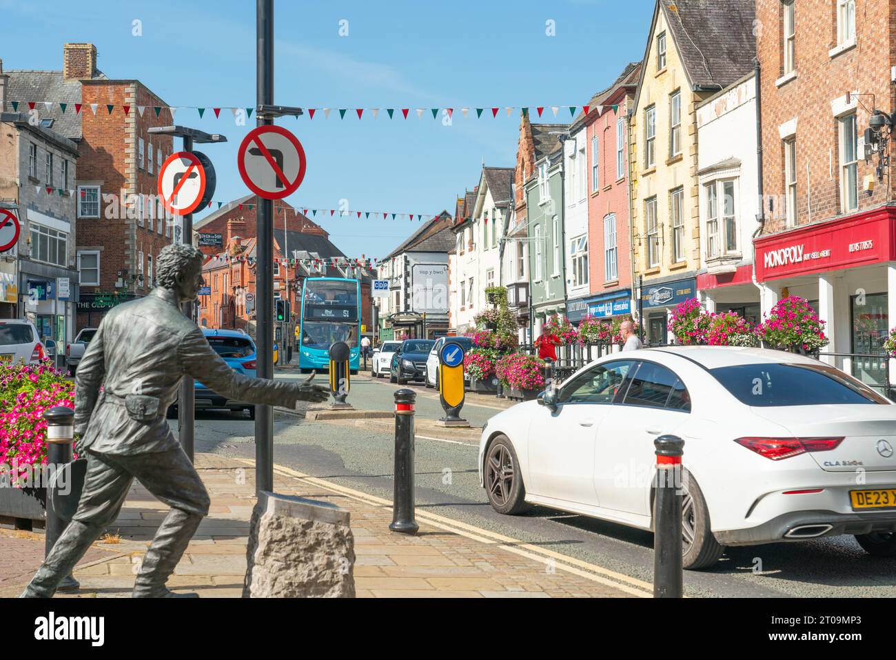High Street, Denbigh, North Wales in September 2023. H.M. Stanley ...