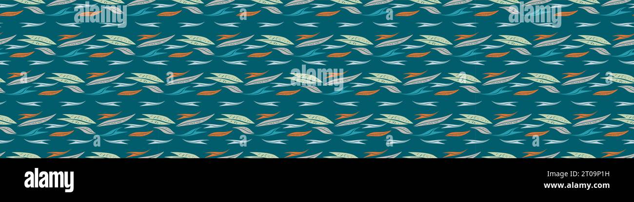 Modern blue abstract stylized vector simple graphic design seamless ...