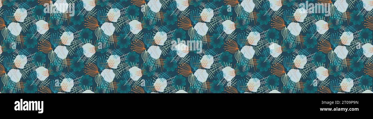 Modern blue abstract stylized vector simple graphic design seamless ...