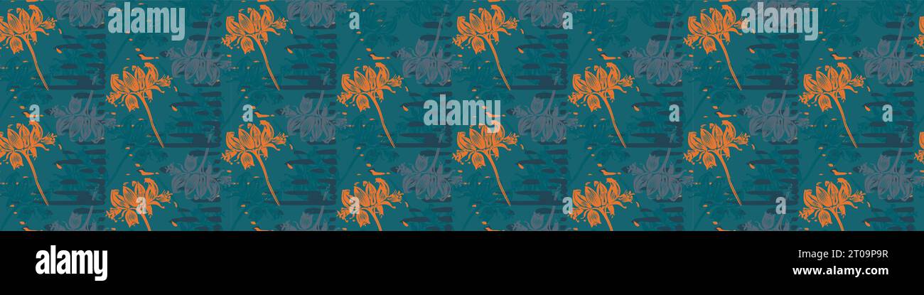 Modern blue abstract stylized vector simple graphic design seamless ...