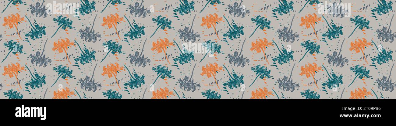 Modern blue abstract stylized vector simple graphic design seamless ...