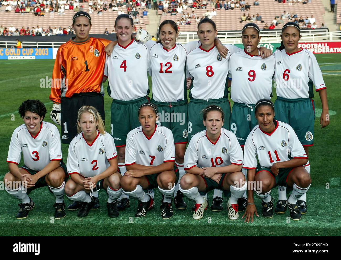 Mexican team at the 2002 CONCACAF Women's Gold Cup. 10/27/02. Rose Bowl ...