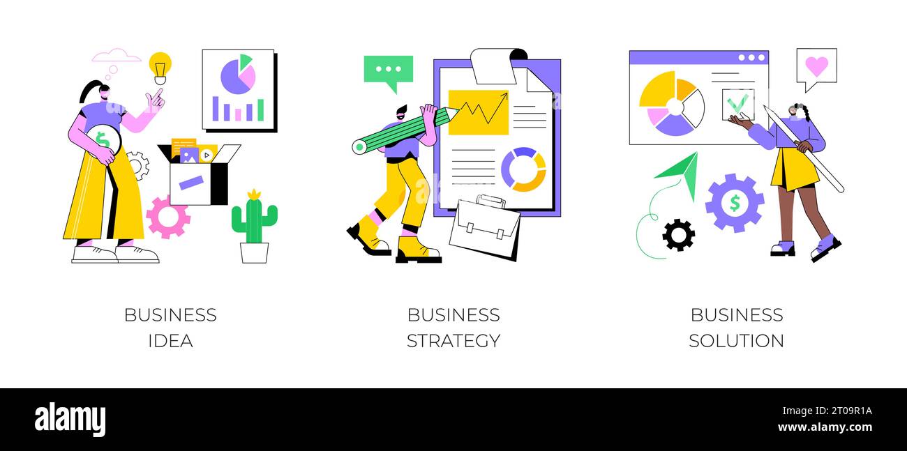 Business plan abstract concept vector illustration set. Business idea ...