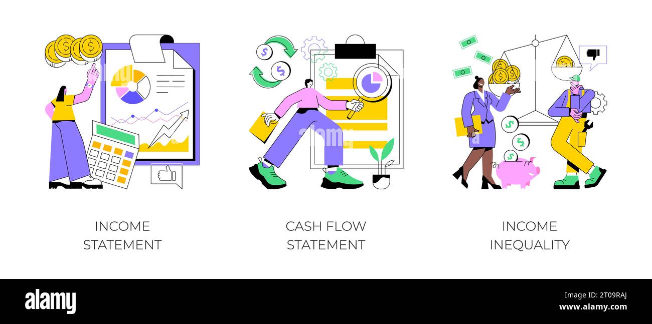 Balance sheet abstract concept vector illustration set. Income and cash ...