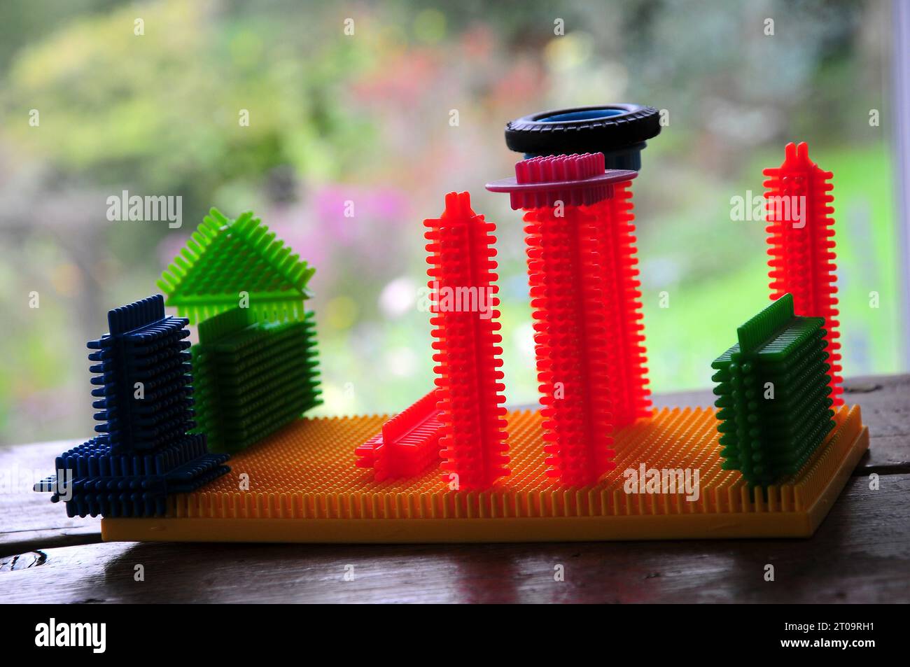 Sticklebrix model created by two-year old boy Stock Photo - Alamy