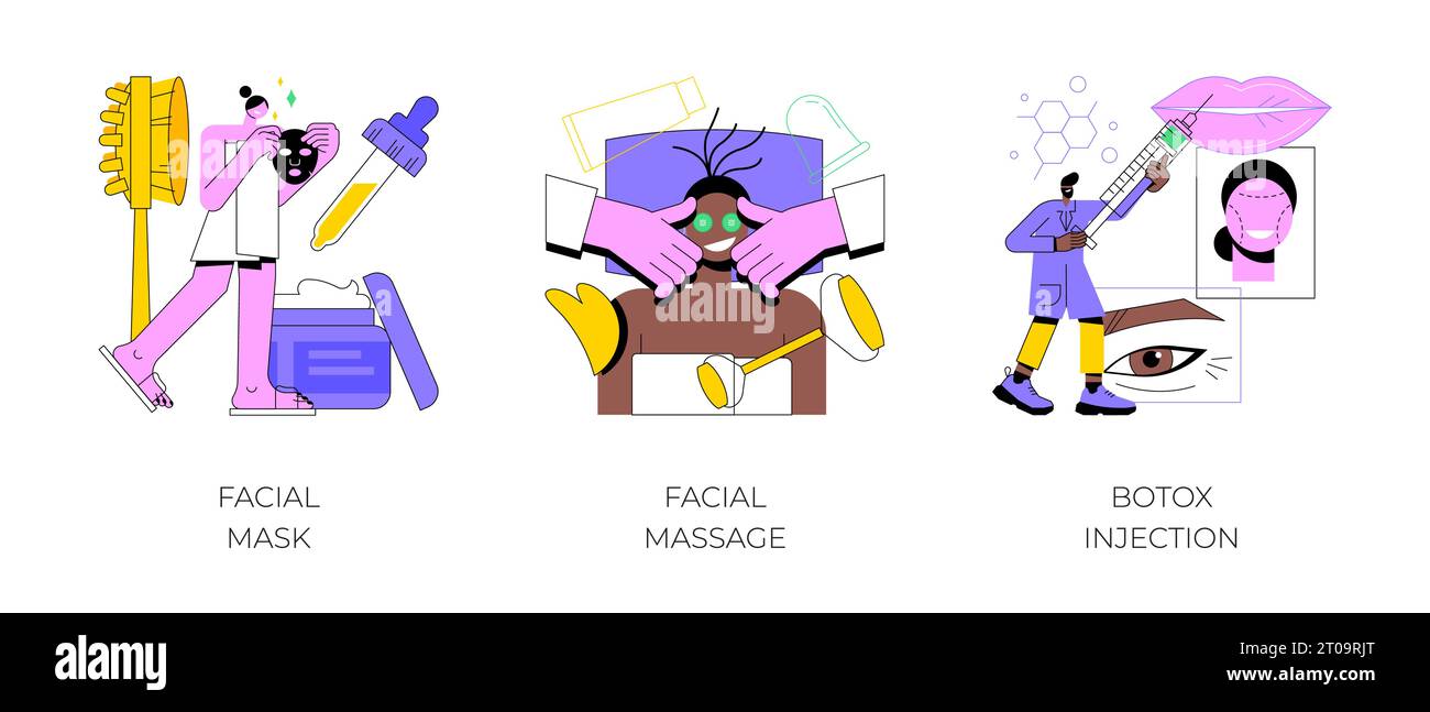 Professional skincare abstract concept vector illustration set. Facial ...