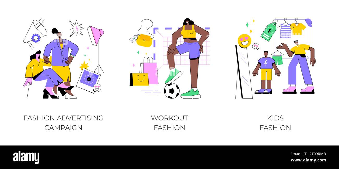 Fashion advertising campaign abstract concept vector illustration set ...