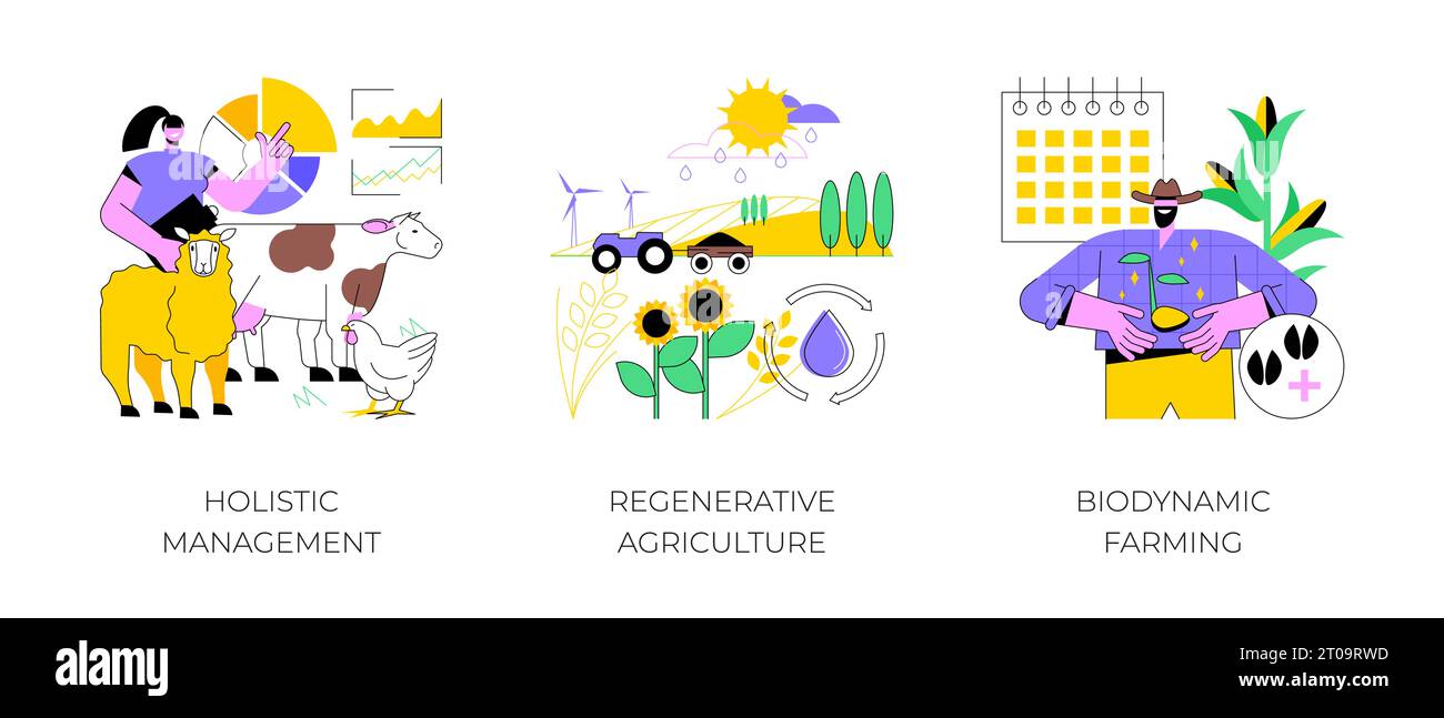 Land management abstract concept vector illustration set. Holistic ...
