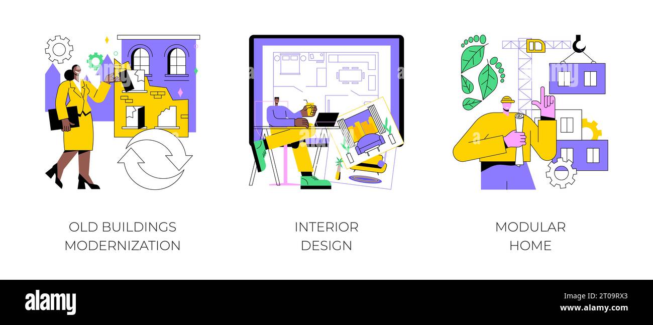 Architecture and building abstract concept vector illustration set. Old ...
