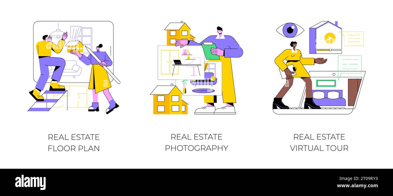 House listing abstract concept vector illustration set. Real estate ...