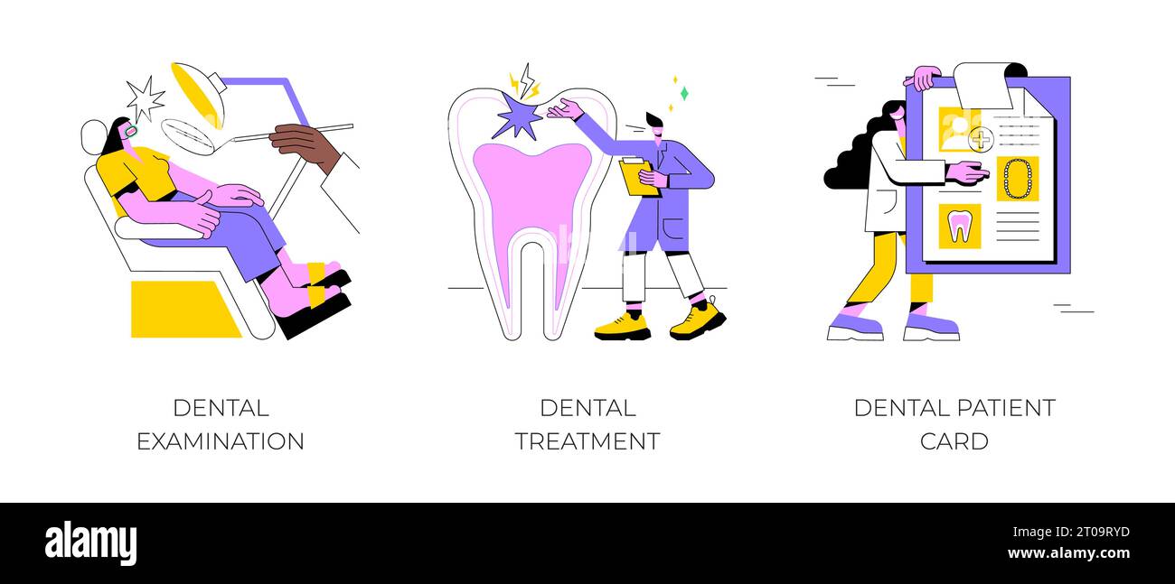 Dental care service abstract concept vector illustration set. Dental ...