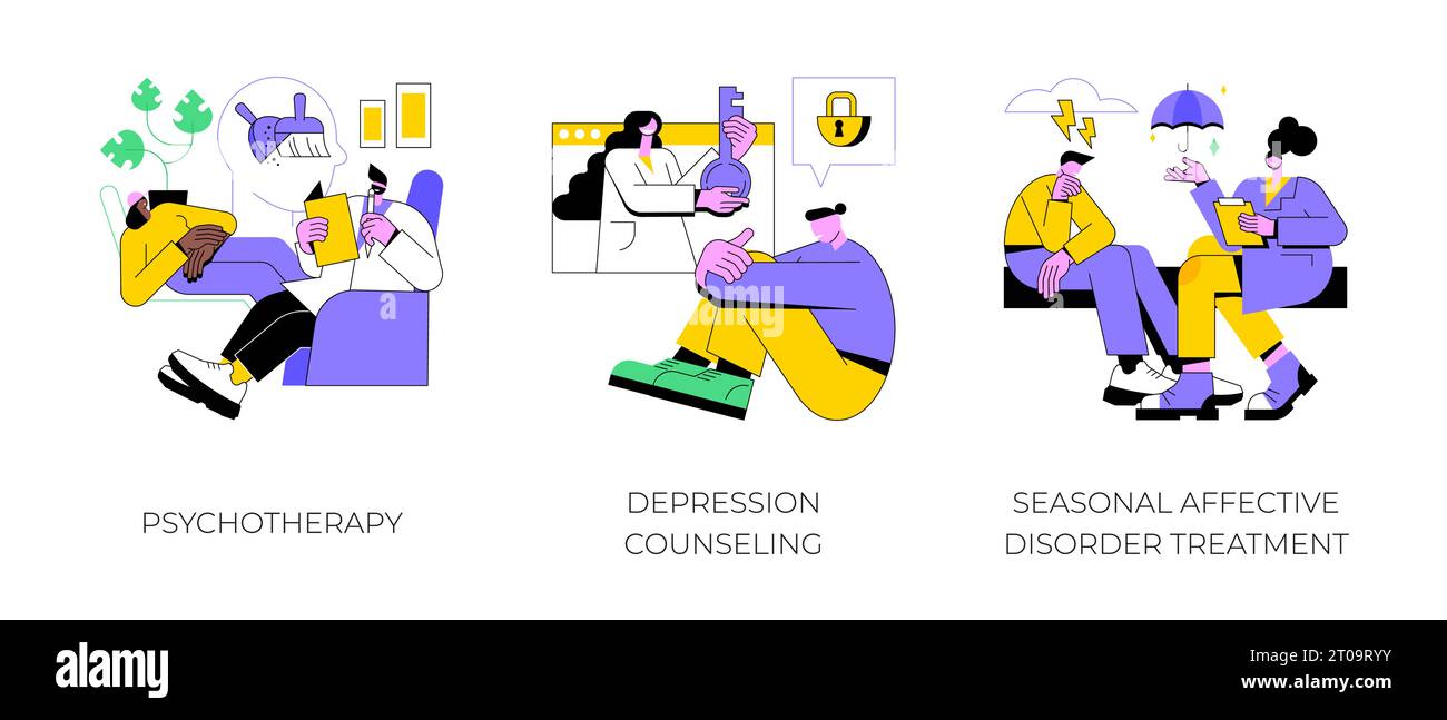 Mental health abstract concept vector illustration set. Psychotherapy ...