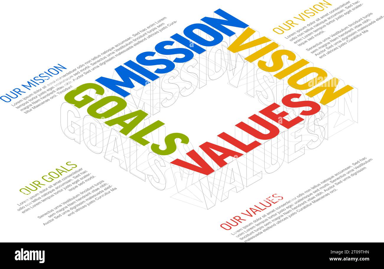 Vectorcolor minimalistic Mission, vision, values and goals diagram ...