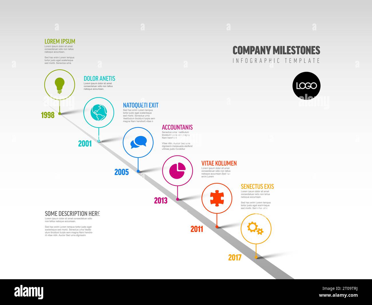 Vector Infographic Company Milestones Timeline Template with pointers ...
