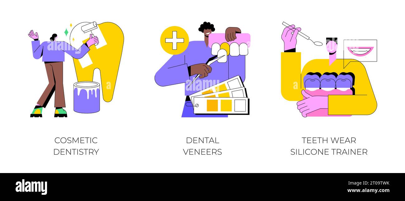 Dental service abstract concept vector illustration set. Cosmetic ...
