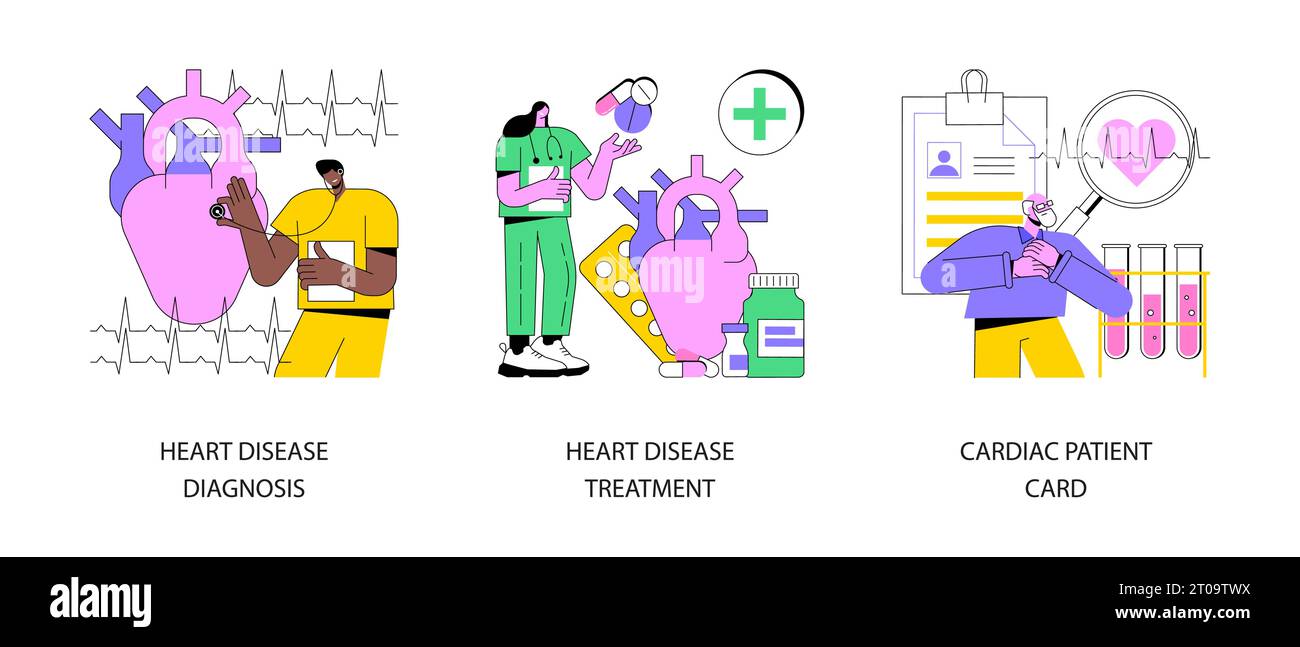 Cardiovascular illness abstract concept vector illustration set. Heart ...
