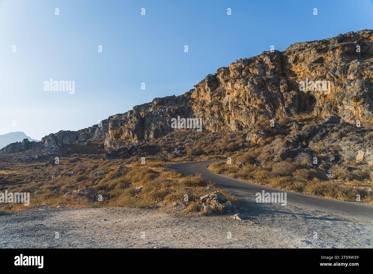 road to Calypso Pirate Fjord, famous touristic place on Crete with ...