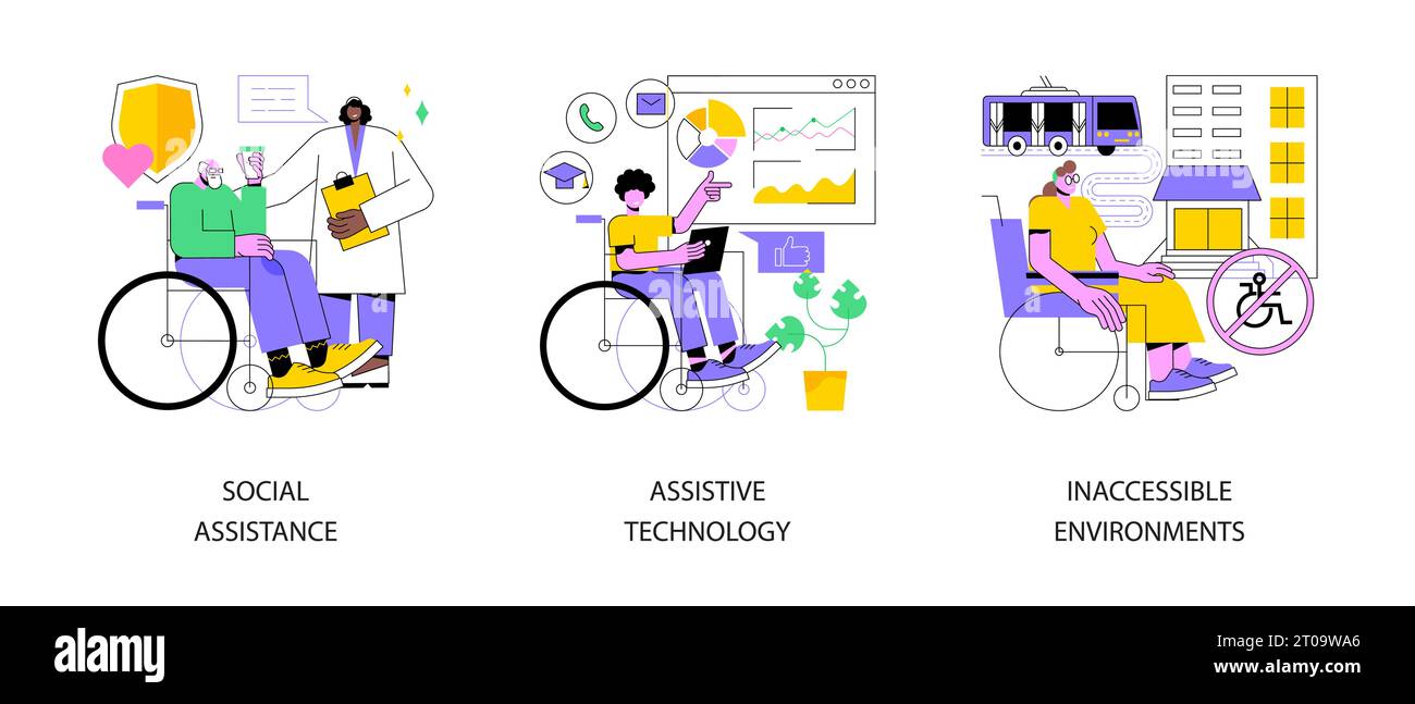 Help for disabled person abstract concept vector illustration set ...