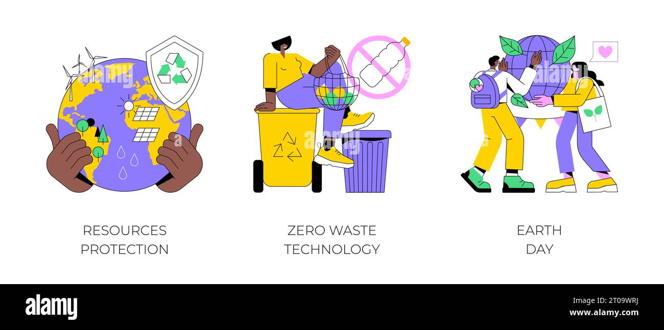 Environmental Activism Abstract Concept Vector Illustration Set Resources Protection Zero