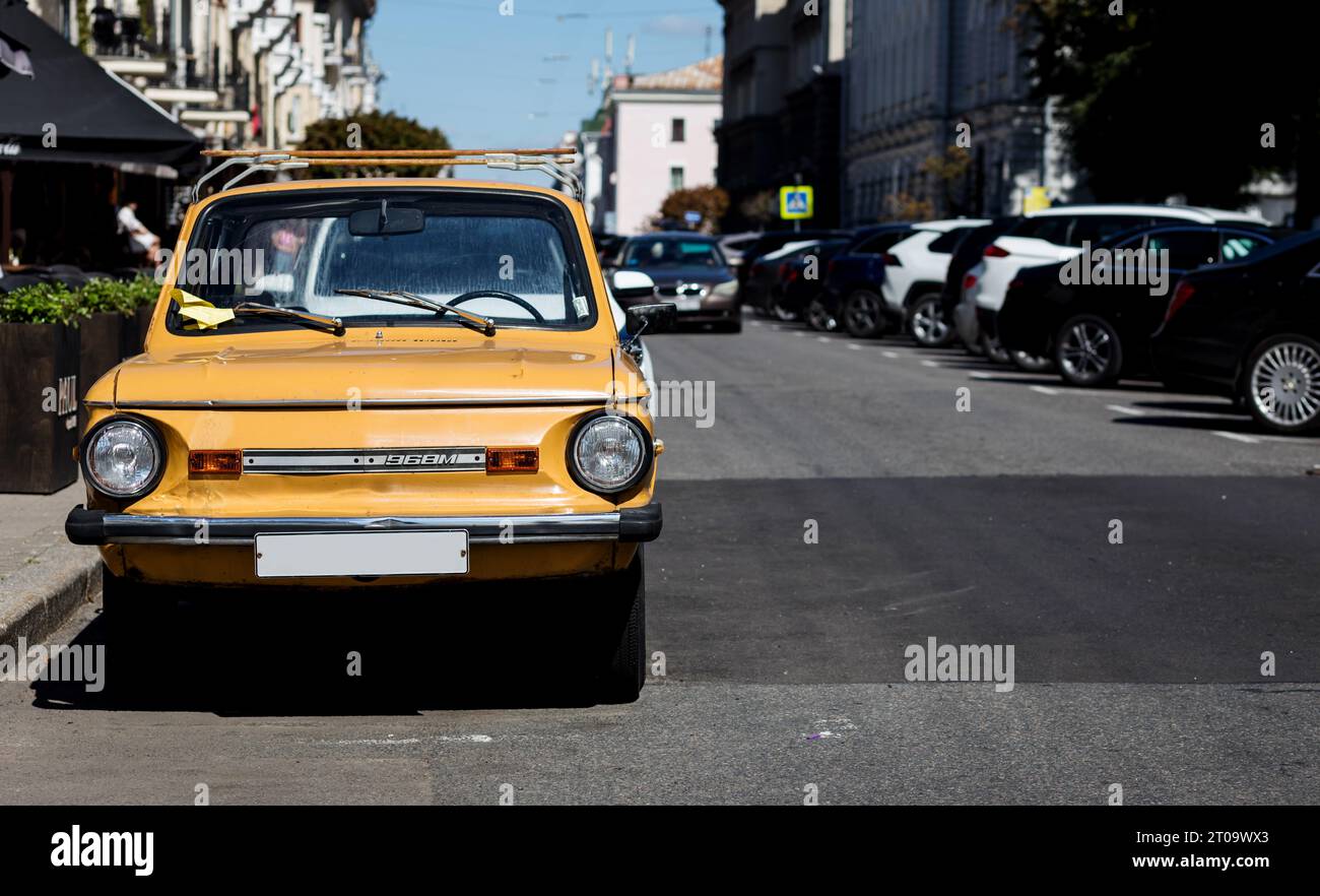 Minsk, Belarus, October 2023 - Front view of a retro car. USSR vintage ...