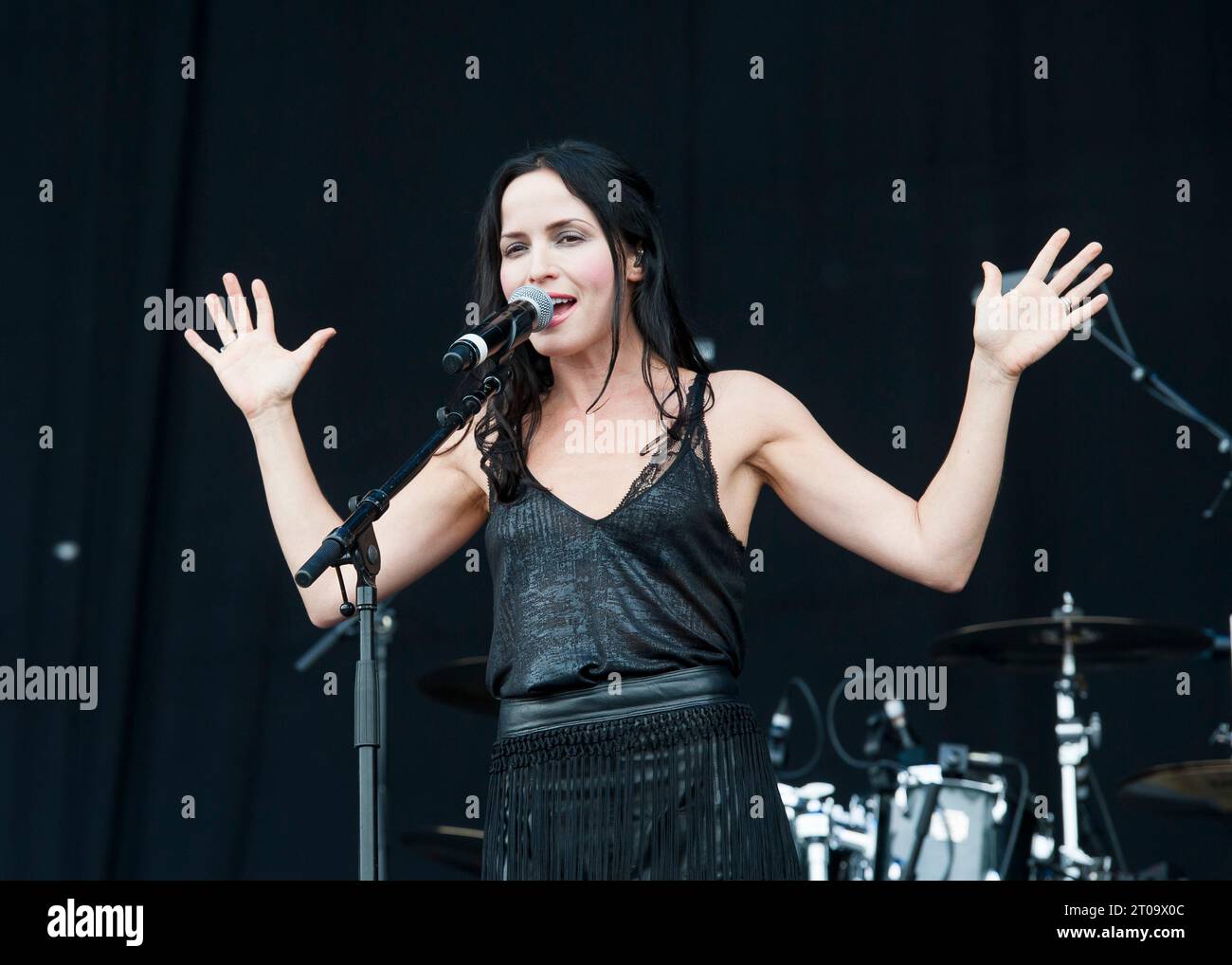 PA photo of Andrea Corr of The Corrs performing at the Isle of Wight ...