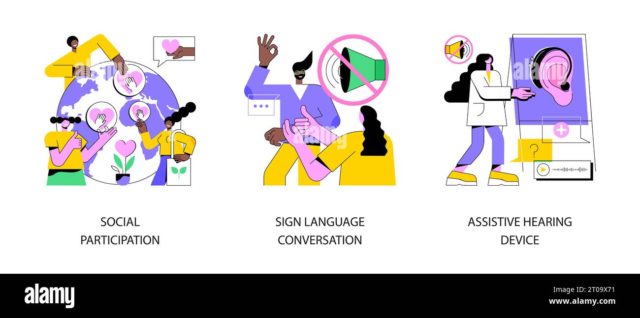 Social engagement abstract concept vector illustration set. Social ...