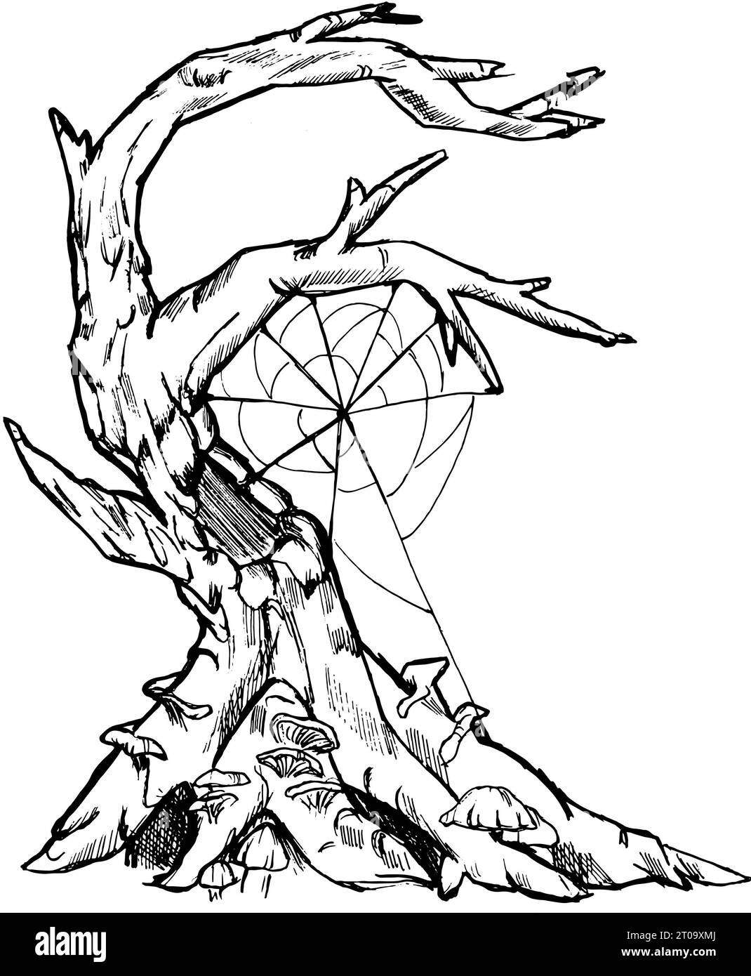 Hand drawn autumn dry wood . Hand drawn illustration of autumn ...