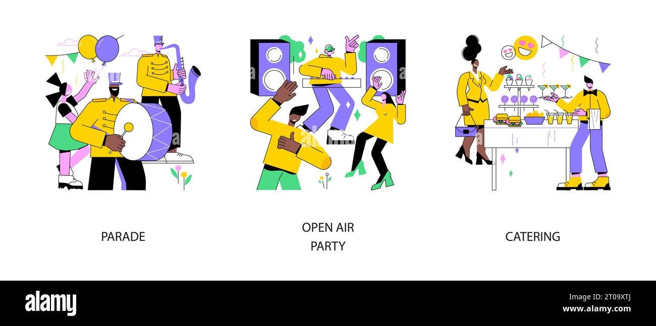 Mass event abstract concept vector illustration set. Parade and open ...