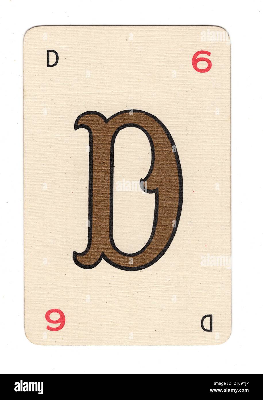 A vintage Lexicon playing card featuring the letter D on a white ...