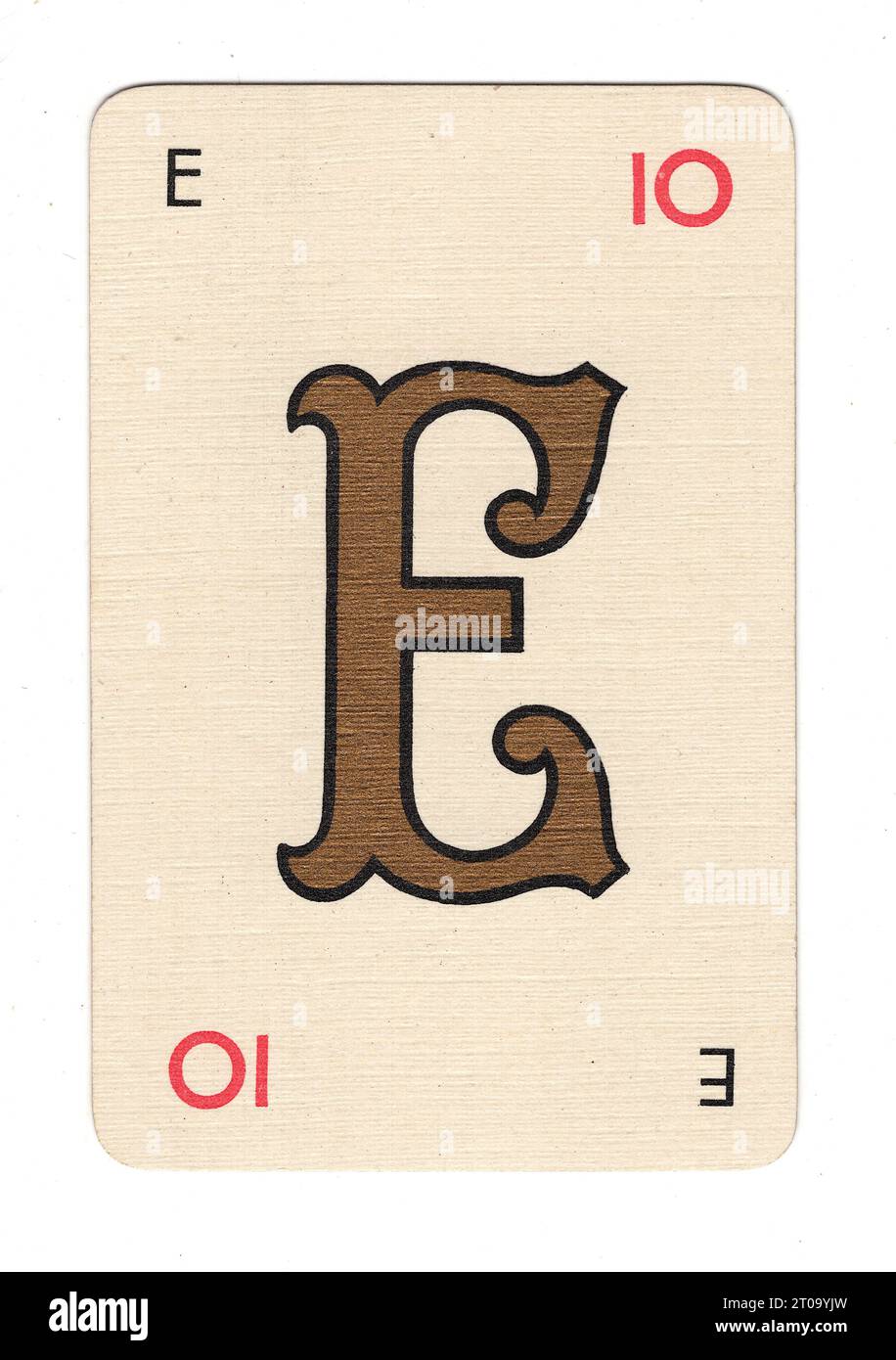A vintage Lexicon playing card featuring the letter E on a white ...