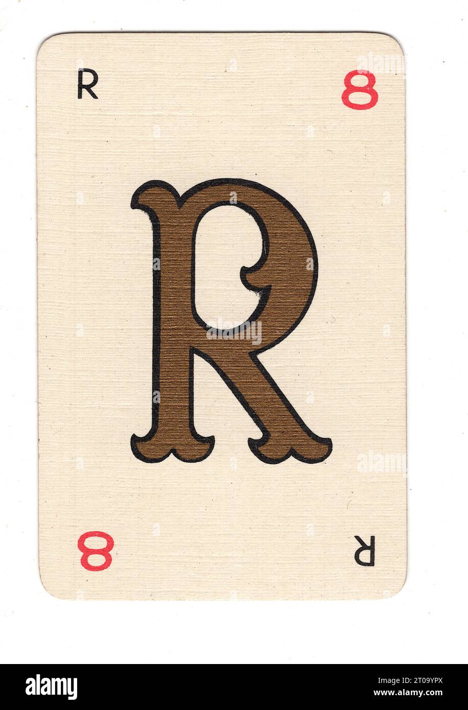 A vintage Lexicon playing card featuring the letter R on a white ...