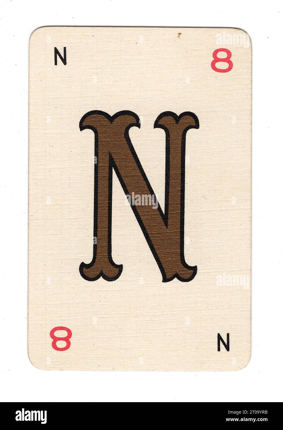 A vintage Lexicon playing card featuring the letter N on a white ...