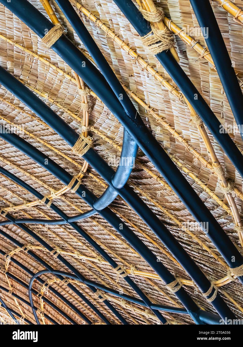 Beautiful thatched roof surface detail of mixed materials pattern ...