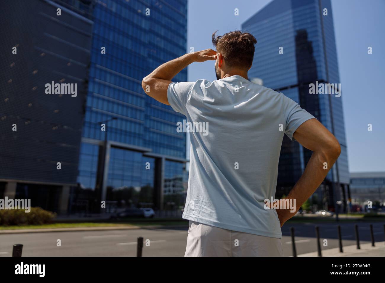 Back view handsome young man hi-res stock photography and images - Alamy