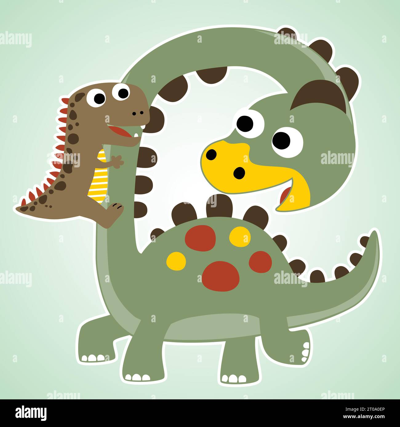 two funny dinosaurs, vector cartoon illustration Stock Vector Image ...