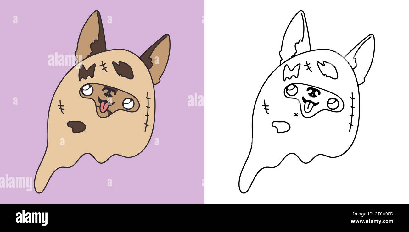 Cute Halloween German Shepherd Dog Clipart for Coloring Page and ...