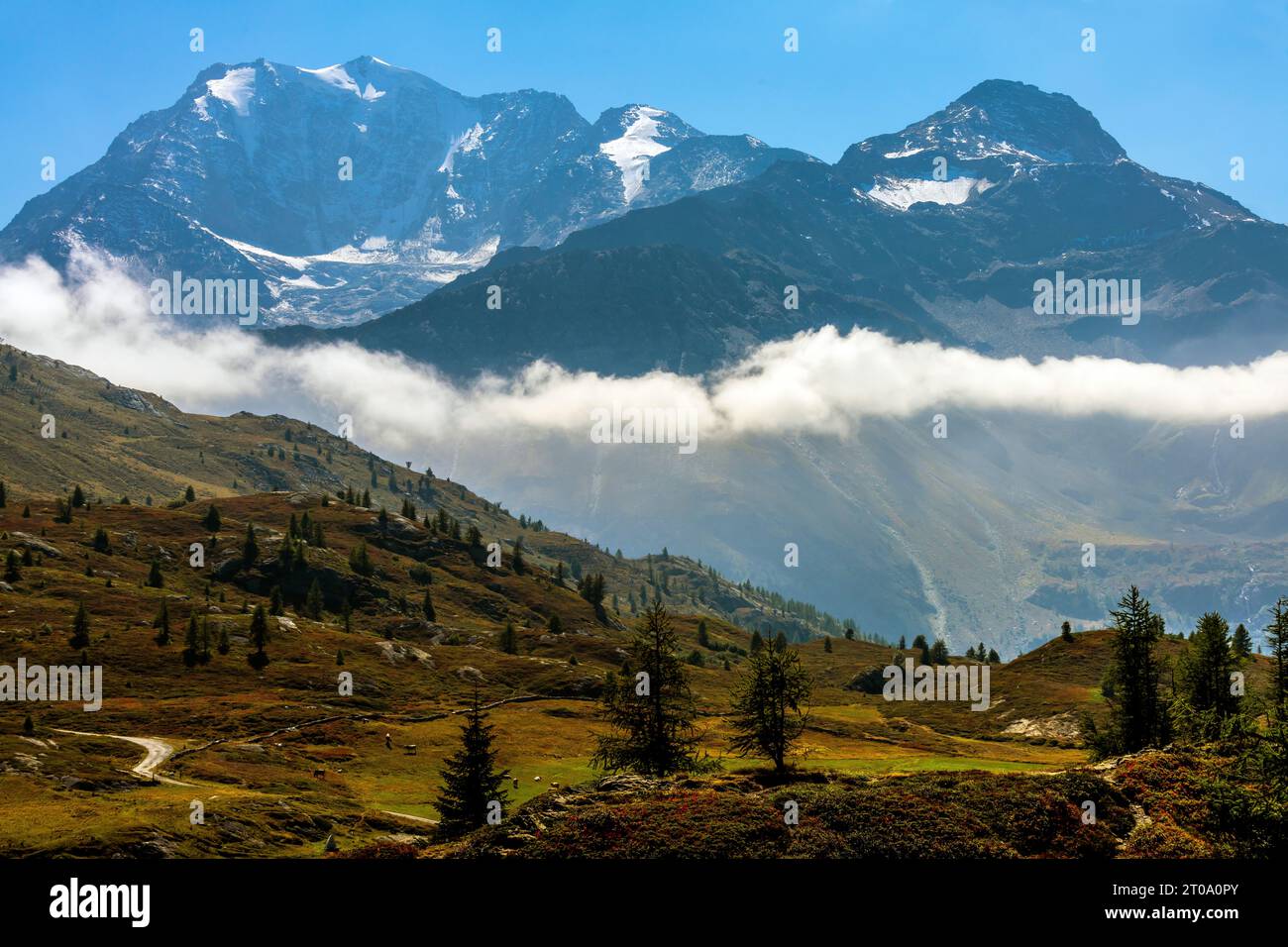 Panoramic view of Breithorn seen from Simplon Pass, (alt. 2005 m ...
