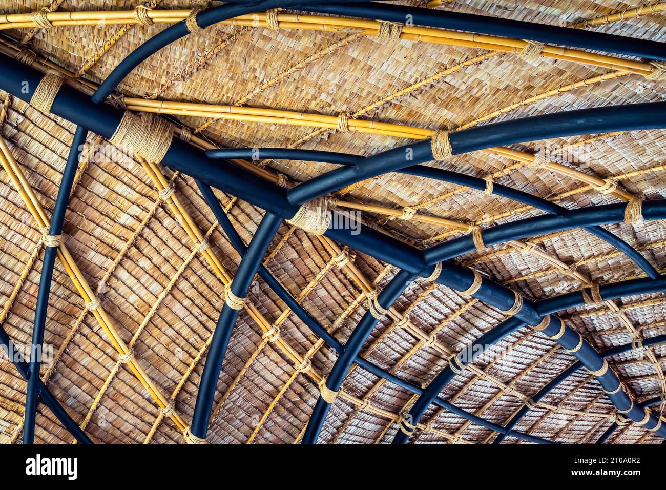 Beautiful thatched roof surface detail of mixed materials pattern ...