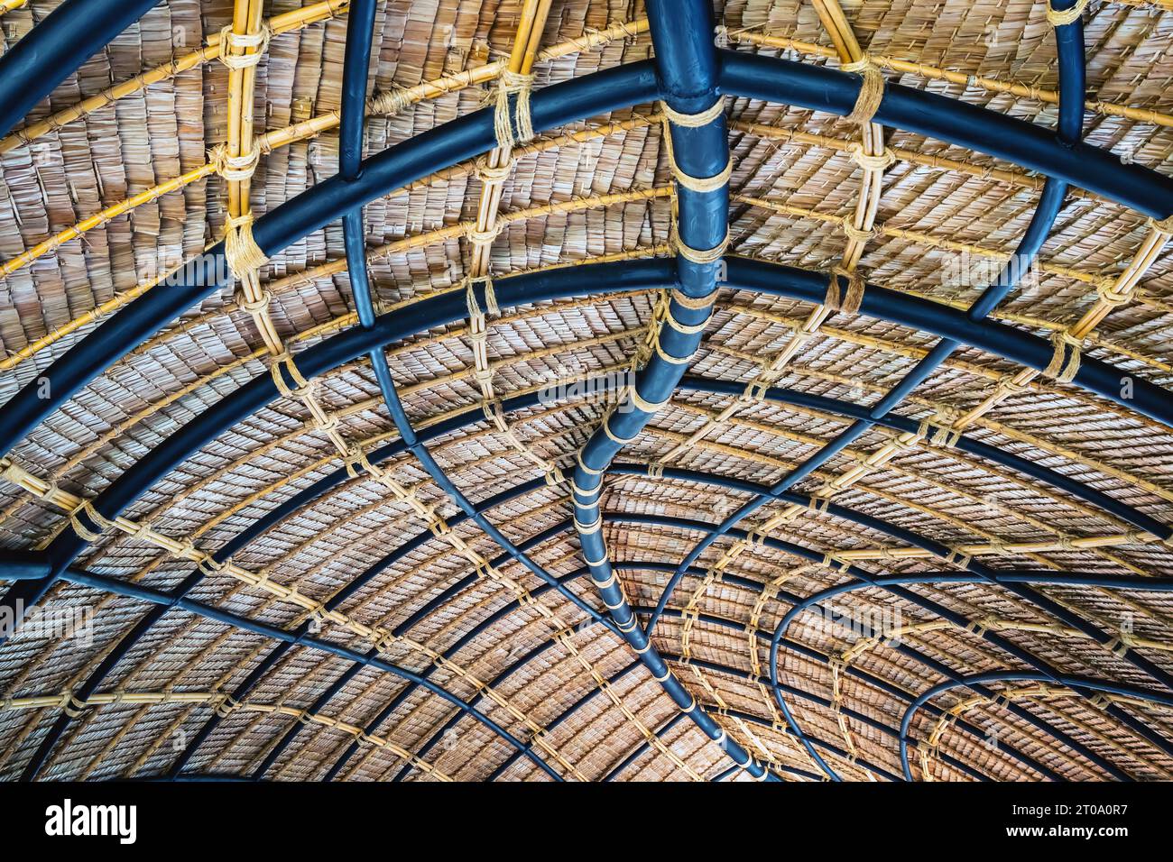 Beautiful thatched roof surface detail of mixed materials pattern ...